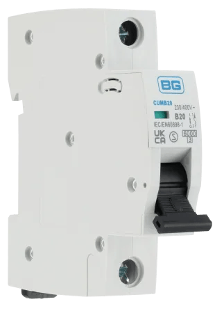 BG CUMB20 20A, B Curve, MCB, Single Pole, 6kA,1 module - BG - Falcon Electrical