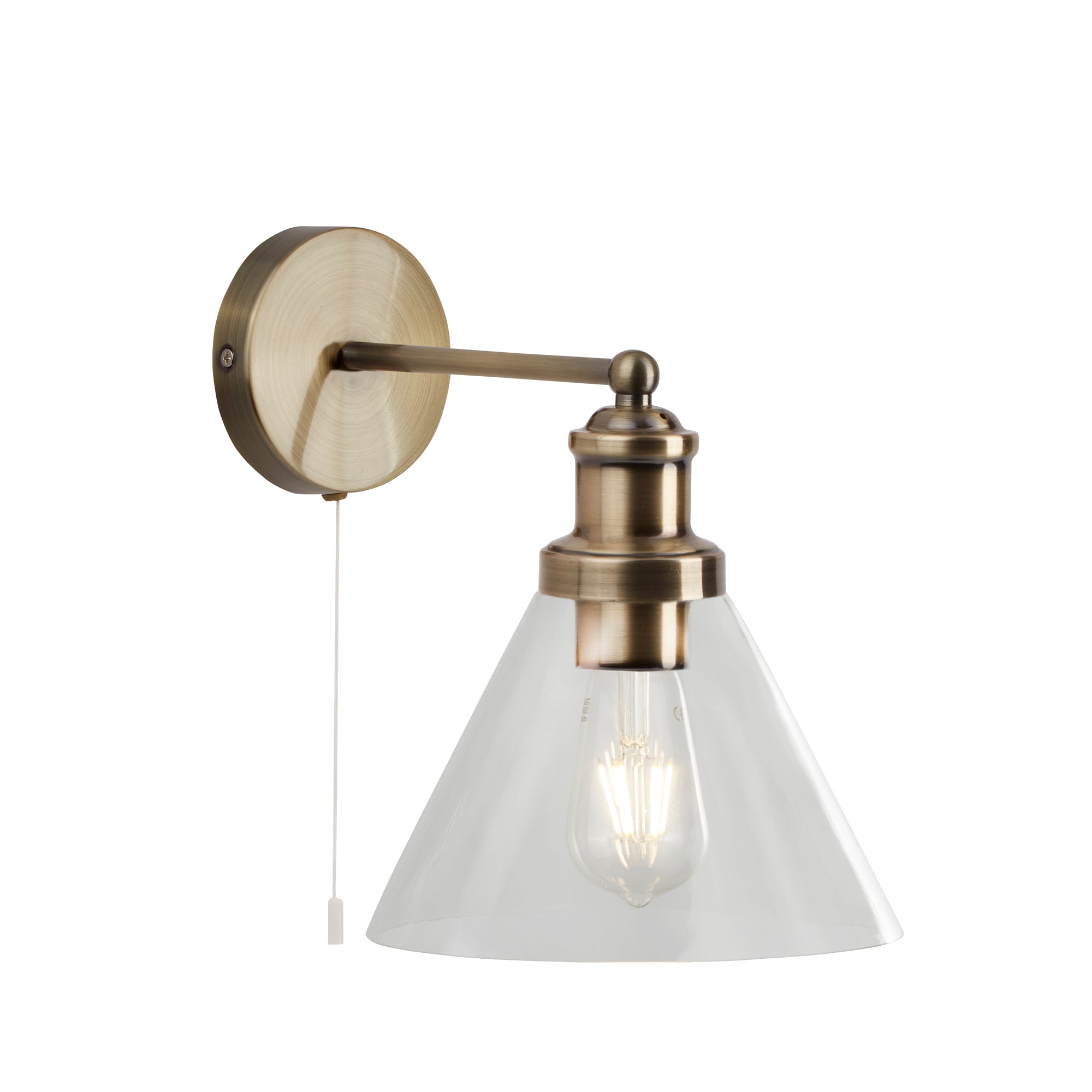 Searchlight 1277AB Pyramid Wall Light - Antique Brass Metal & Glass ...