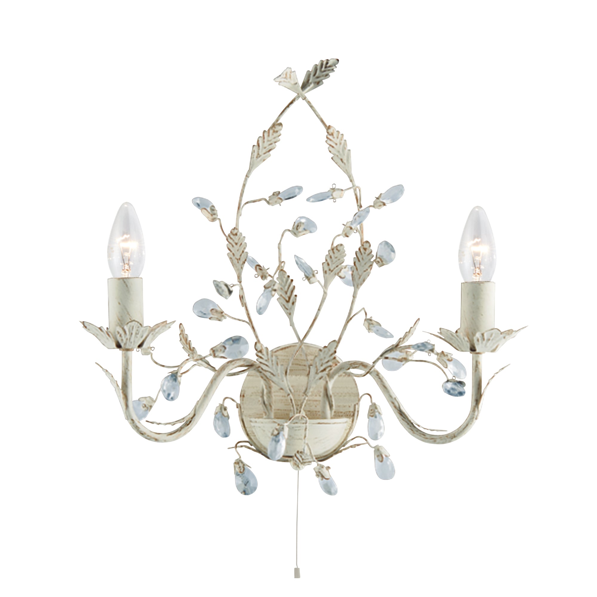 Searchlight 2492-2CR Alamandite 2Lt Wall Light - Cream & Gold Metal ...