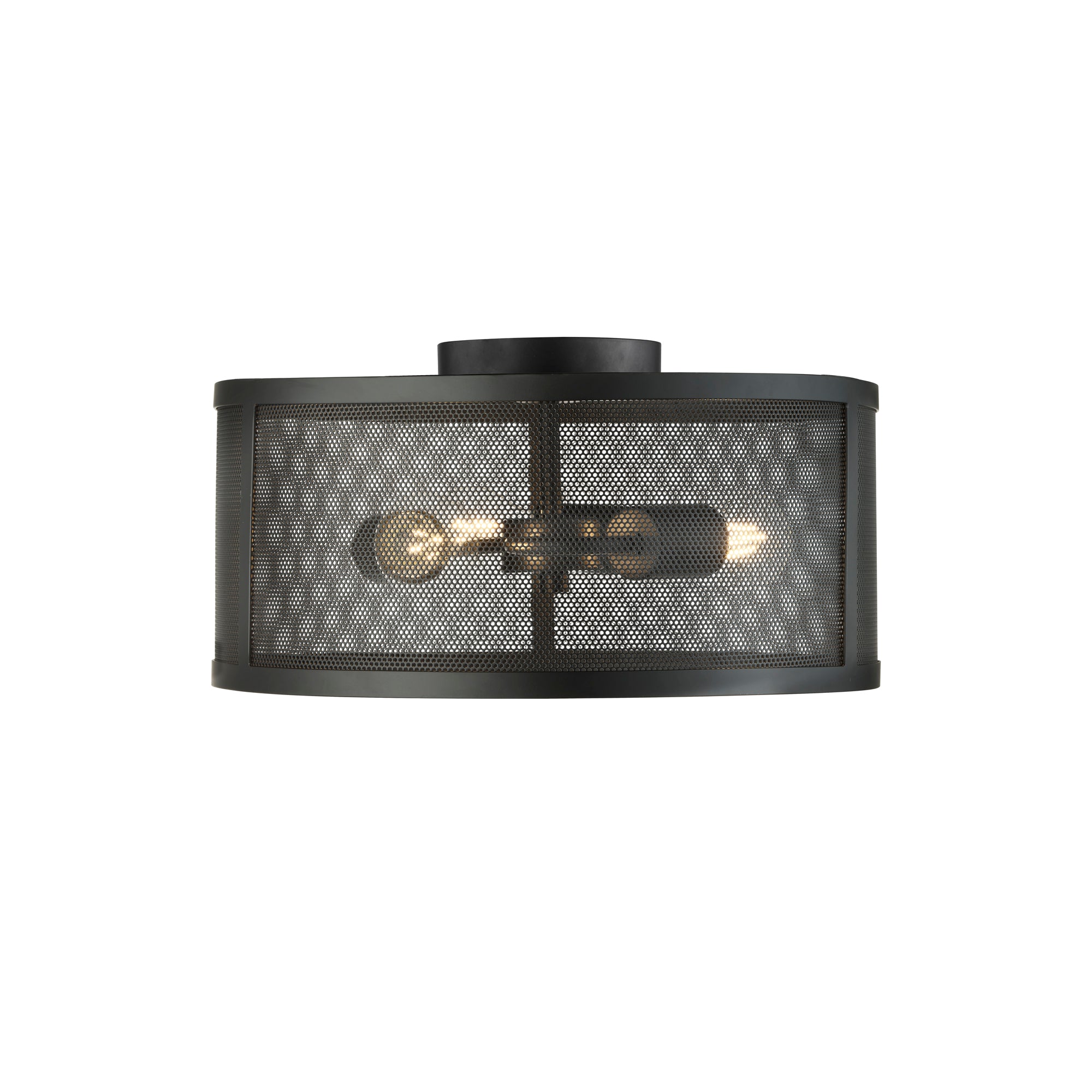 Searchlight 2843-3BK Fishnet 3Lt Flush - Matt Black Metal & Mesh Shade ...