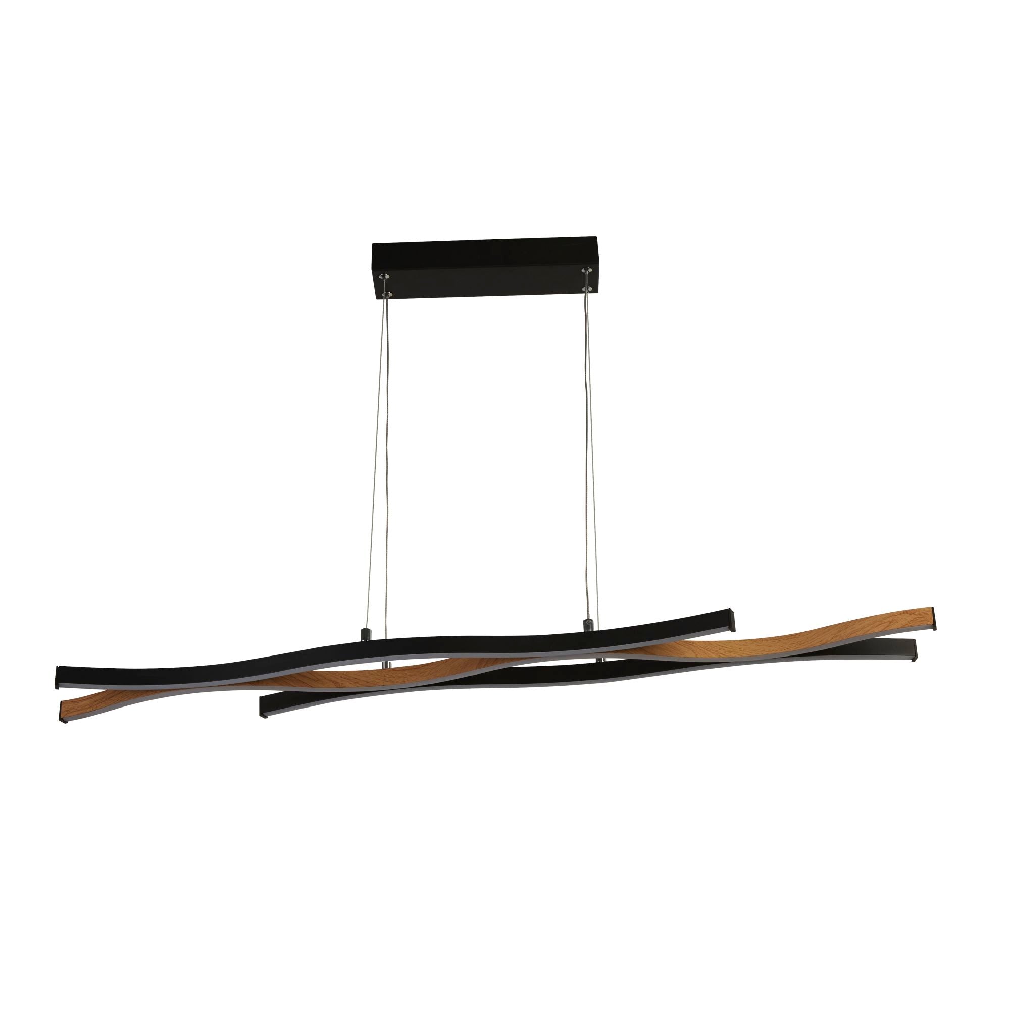 Searchlight 32104-1BK Bloom Pendant - Black Metal & Wood Effect ...