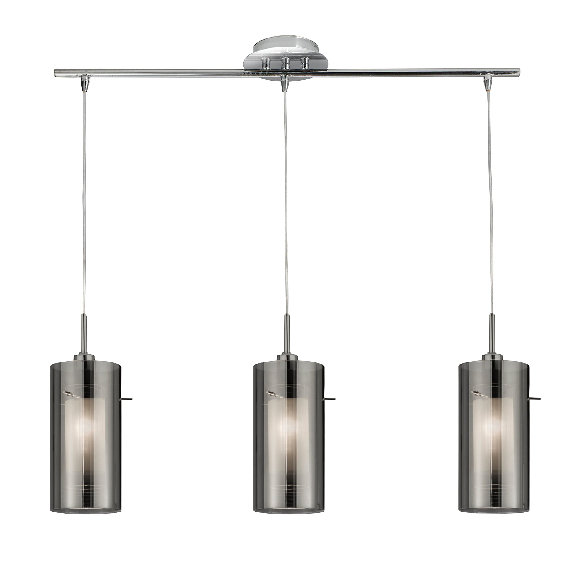 Searchlight 3303-3SM Duo II 3Lt Bar Pendant - Satin Silver & Smoked ...