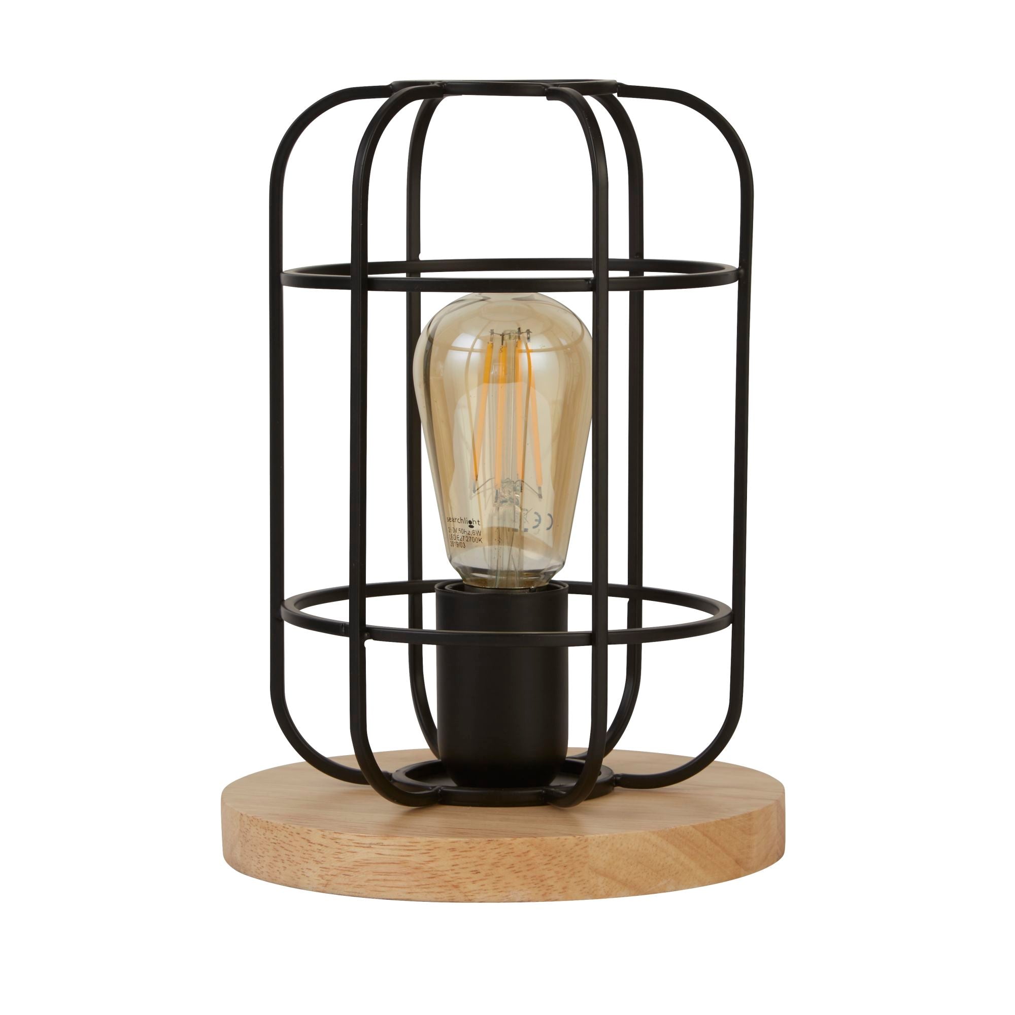 Searchlight 81951-1BK Vision Table Lamp - Matt Black Metal & Wood ...