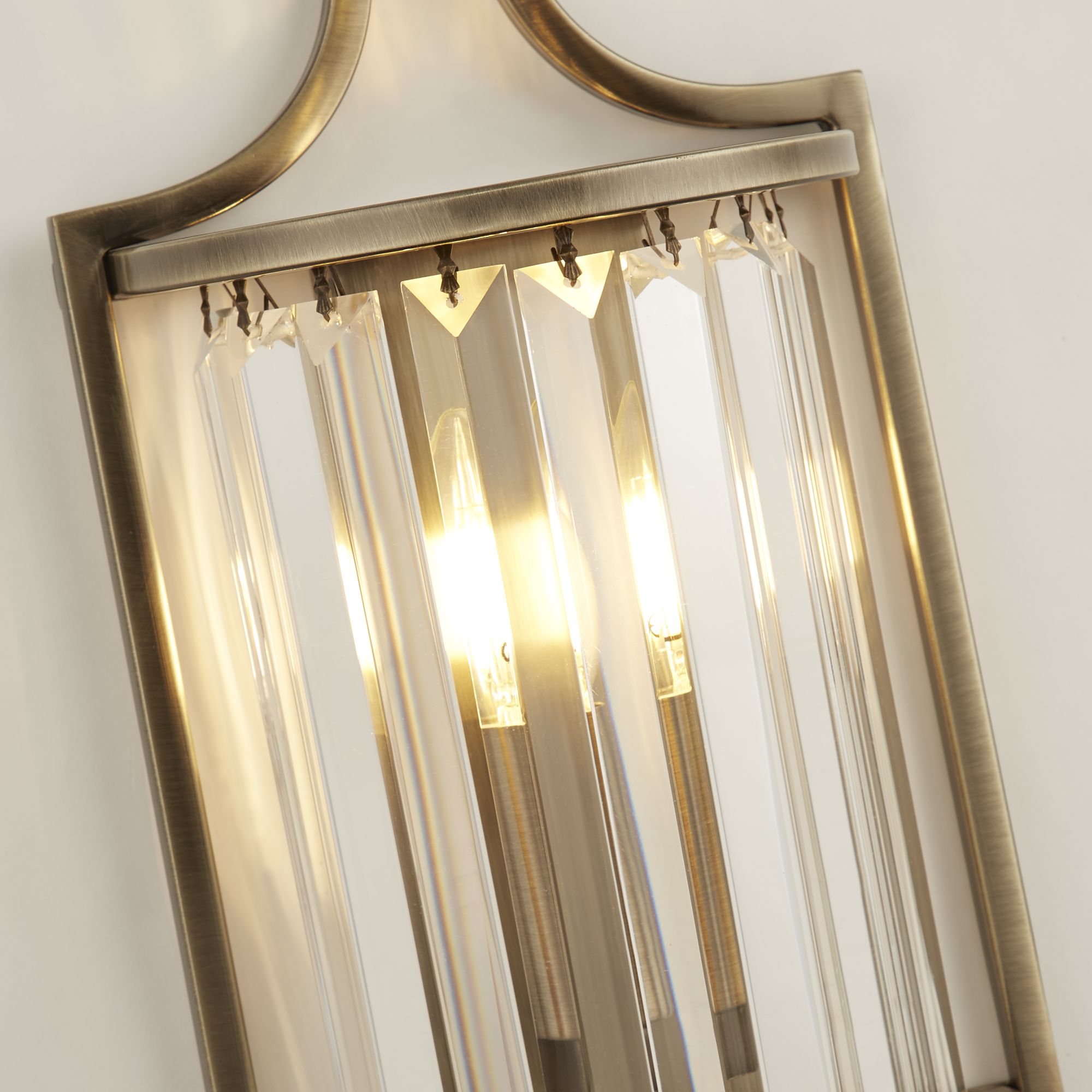 Searchlight 8571AB Victoria Wall Light - Antique Brass Metal & Clear ...