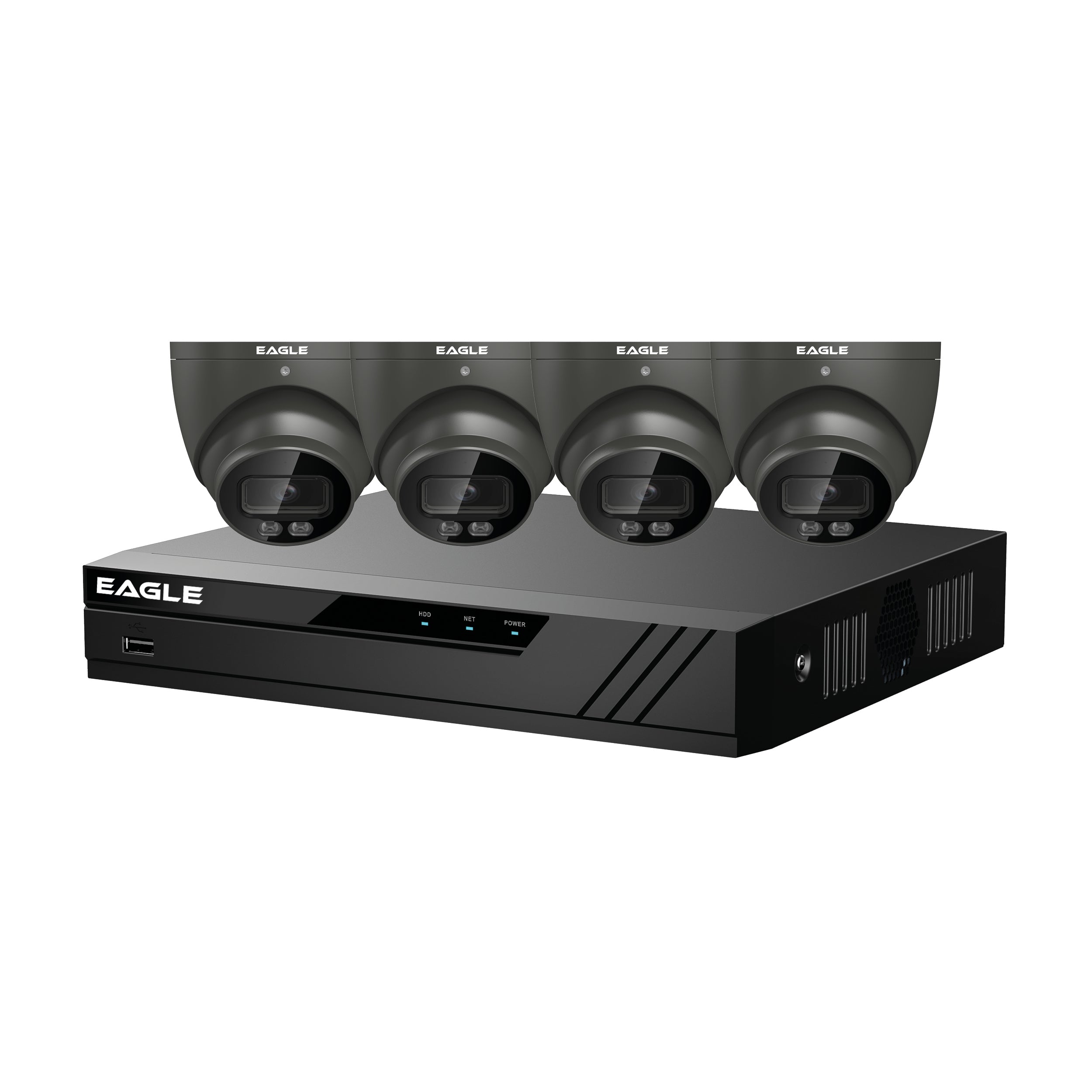 Eagle CVPLUS-8-4DOME-1TB-G 5MP HDCVI Full-Colour CCTV Kit w/ DVR & 4 Cameras - Grey - QVIS ...