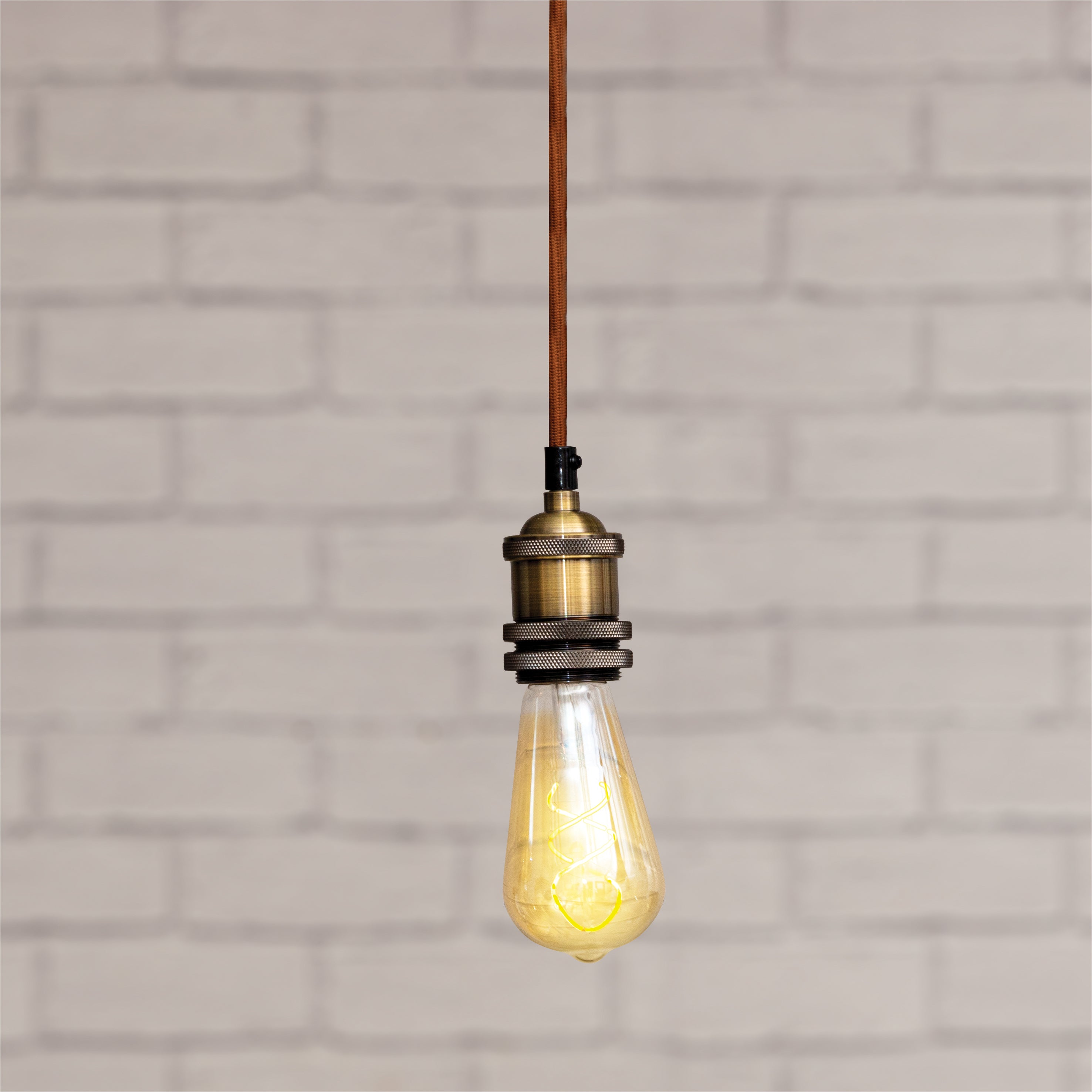 Eagle E390AB E27 Vintage Pendant Lampholder (1.8m Drop) - Antique Brass ...