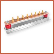 Mixed EBAR8 EARTH BARS- 410mm 8 WAY COPPER BAR - Mixed - Falcon Electrical