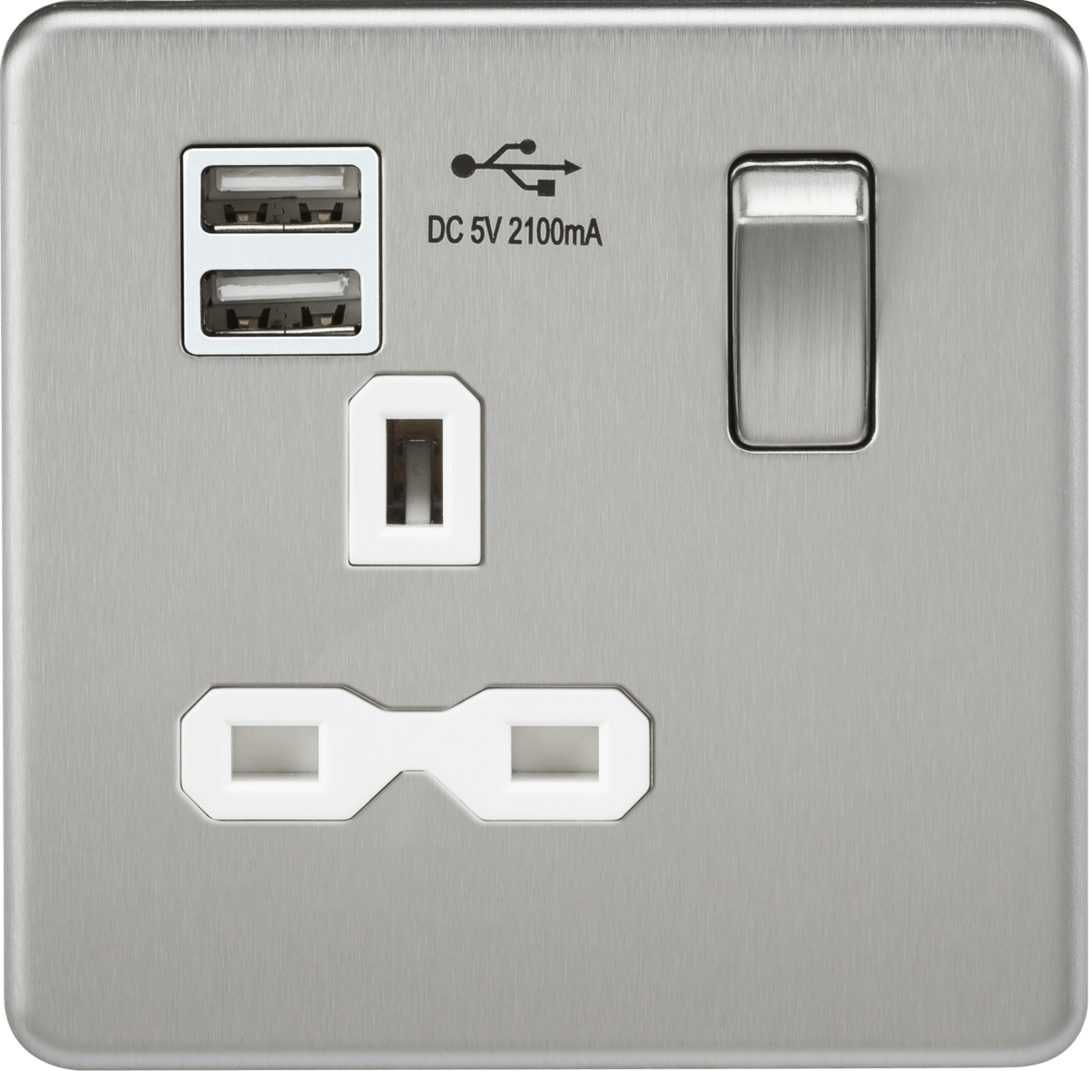 Knightsbridge MLA SFR9901BCW Screwless 13A 1G switched socket with dual ...