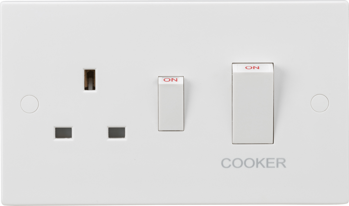 Knightsbridge MLA SN8333W 45A DP Cooker Switch and 13A Socket (White ...