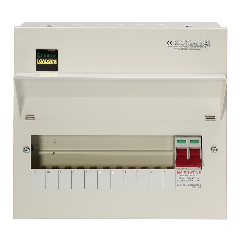 Crabtree 18MS11 11 Way Consumer Unit Main Switch 100A, Flexible ...