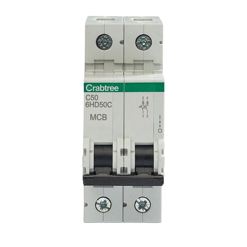 Crabtree 6HD50C C50 10kA 2P MCB (2 Module Width) - Crabtree - Falcon ...