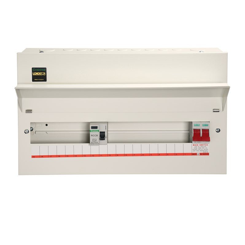 Crabtree 18MRSL17 17 Way Split Load Consumer Unit 100A Main Switch, 80A ...