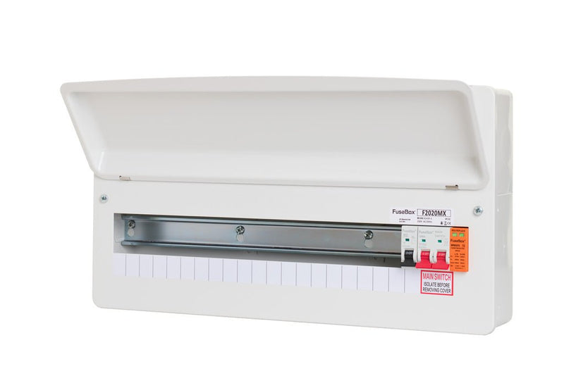 Fusebox F2020MX 20-way Consumer Unit with 100A Isolator + T2 SPD & Tail ...