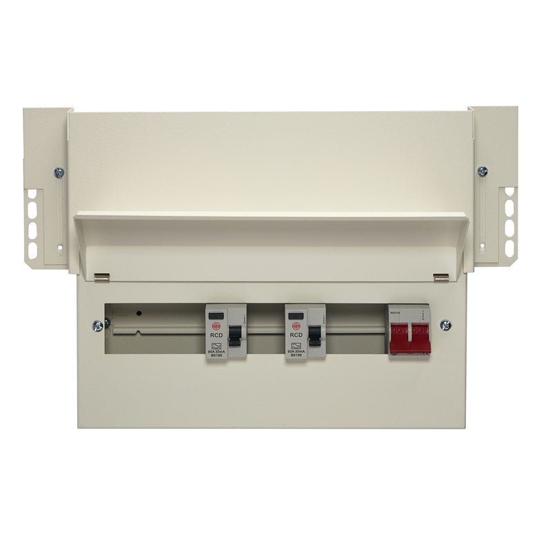 wylex F43NMISS10SLM 10 Way Dual RCD Meter Cabinet Consumer Unit 100A ...